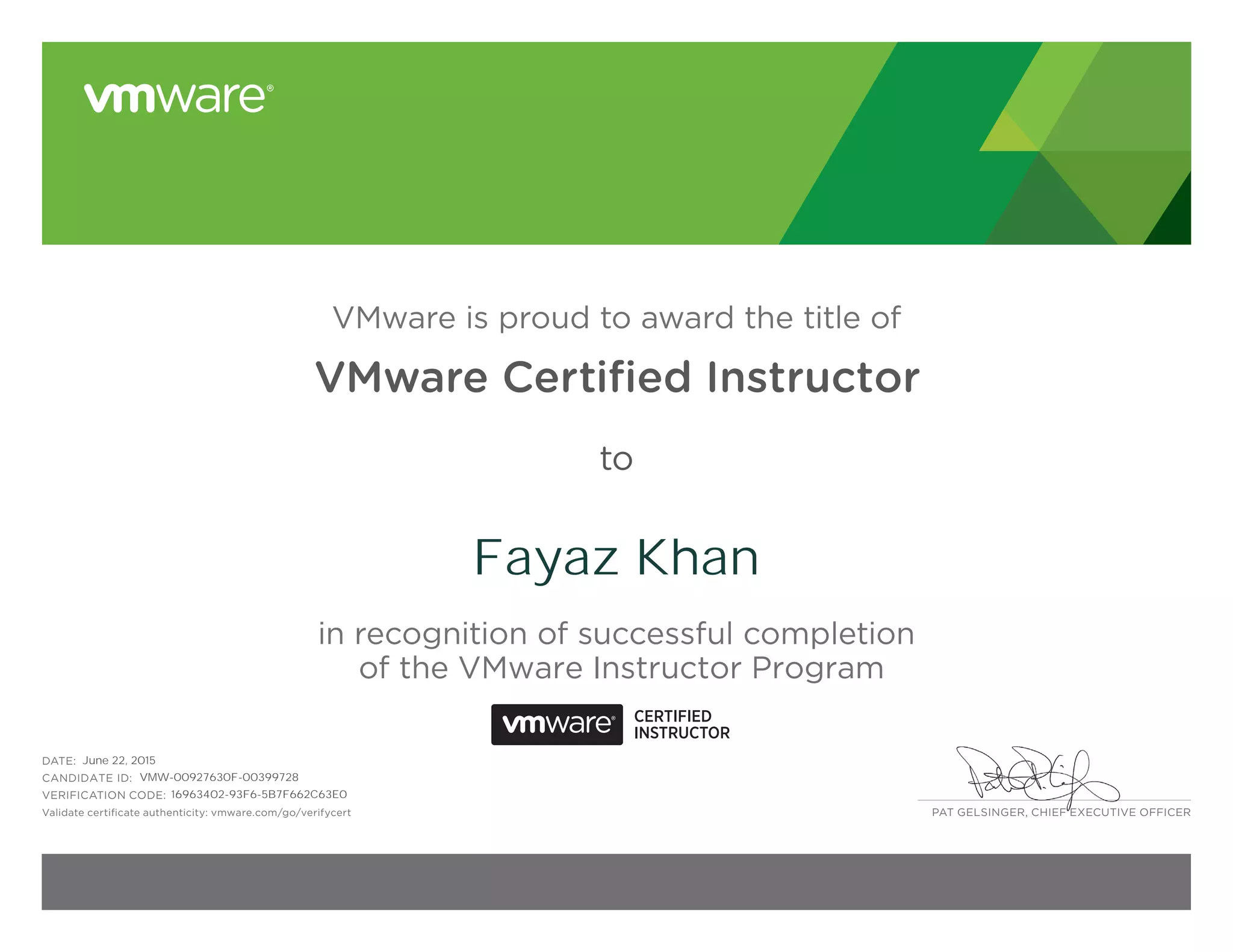 VMware Certified Instructor - eCertificate | PPT
