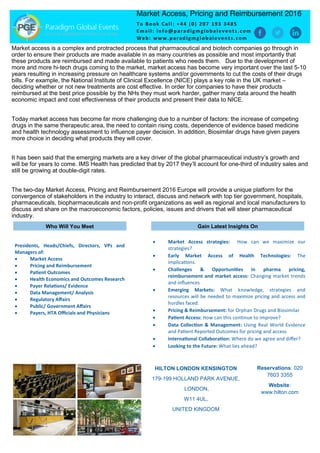 Market Access, Pricing and Reimbursement streamlined | PDF