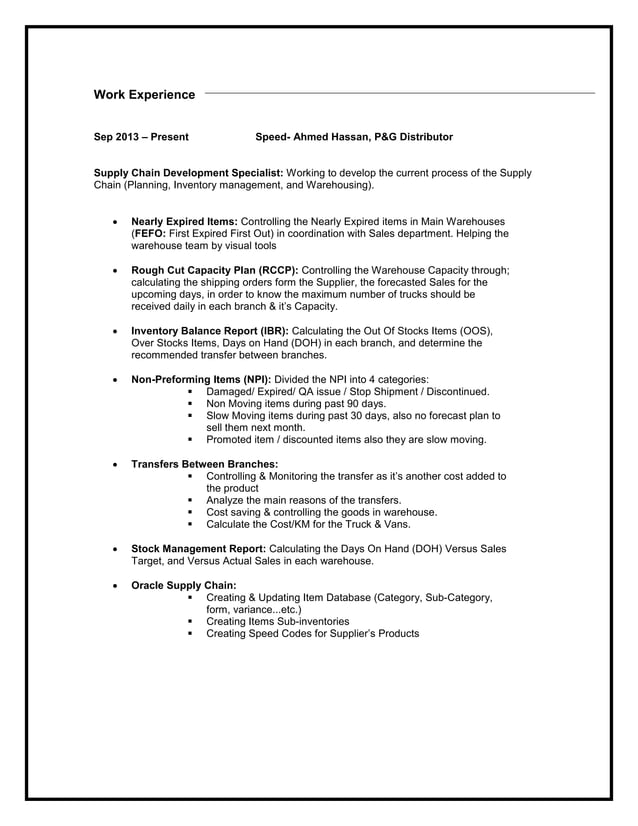 Speed Work Experience | PDF