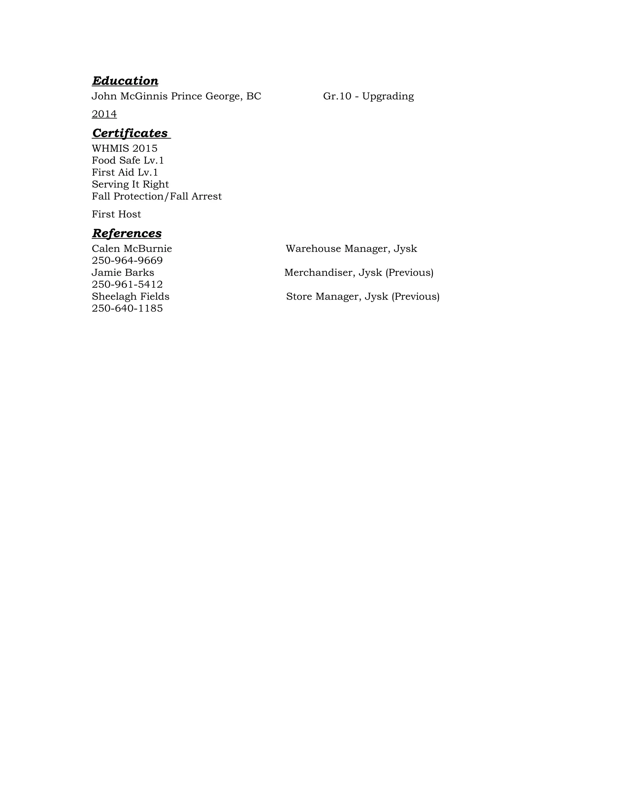 Wordpad Mick resume 2016 (handout) | RTF