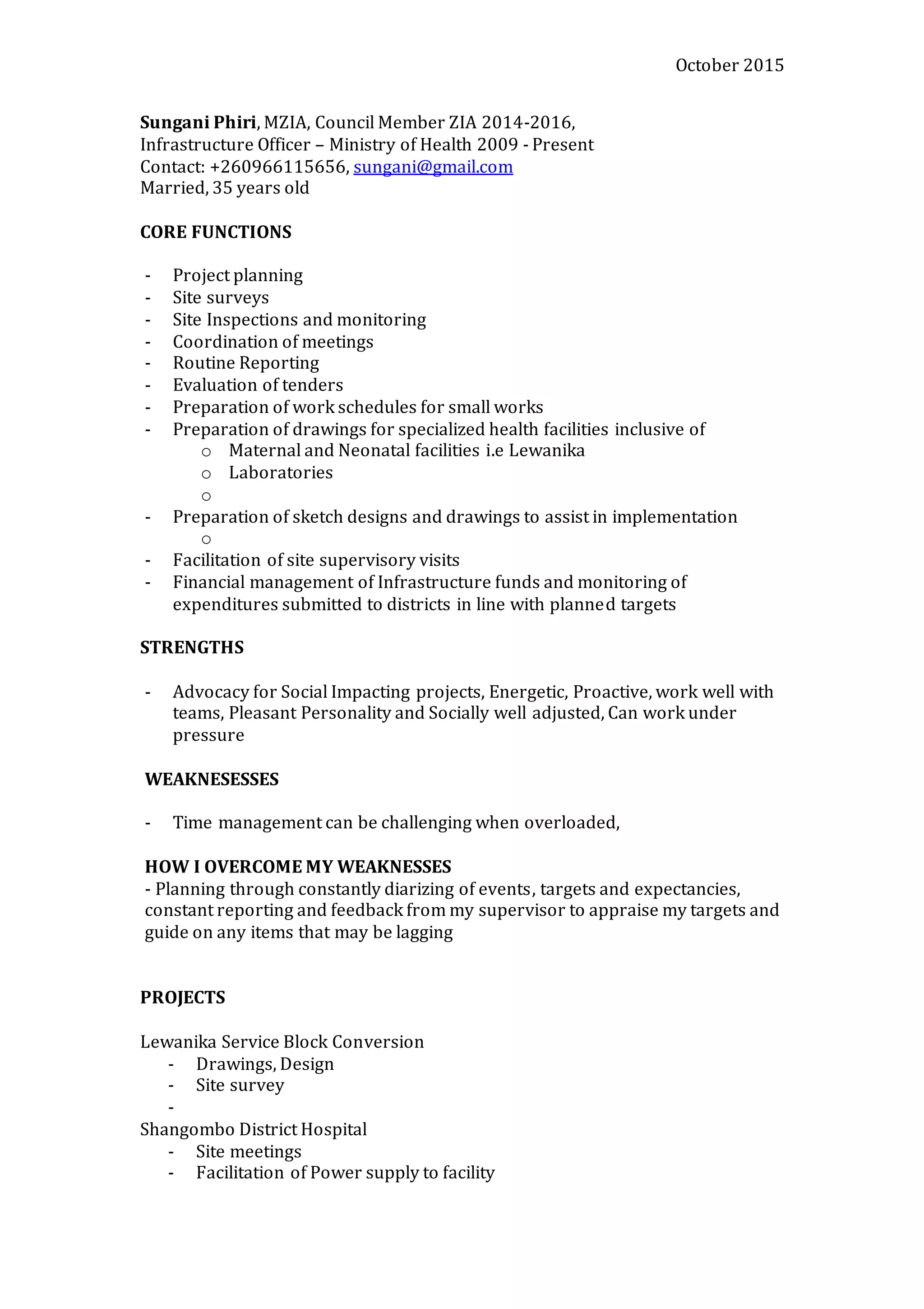 Sungani Phiri Oct 2015 CV | DOCX | Technology & Computing