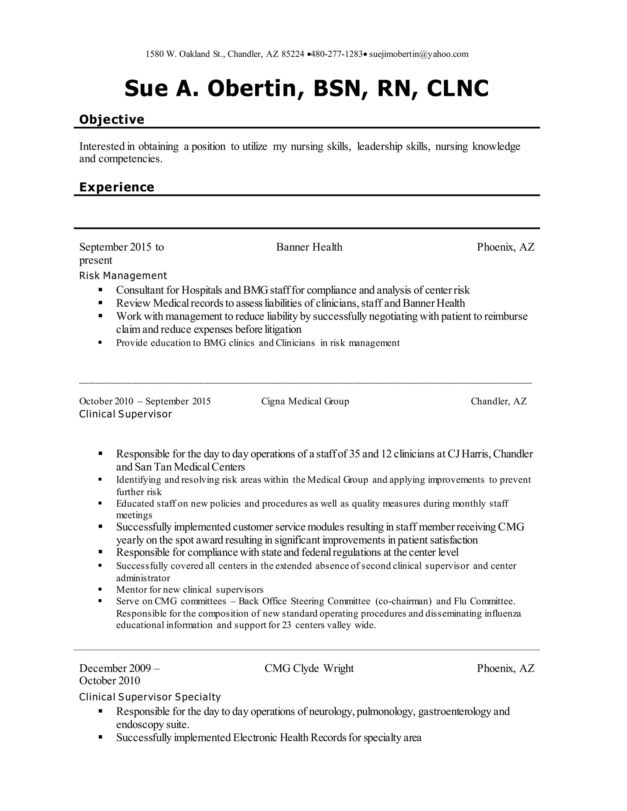 Resume Sue Obertin 2016 | DOCX