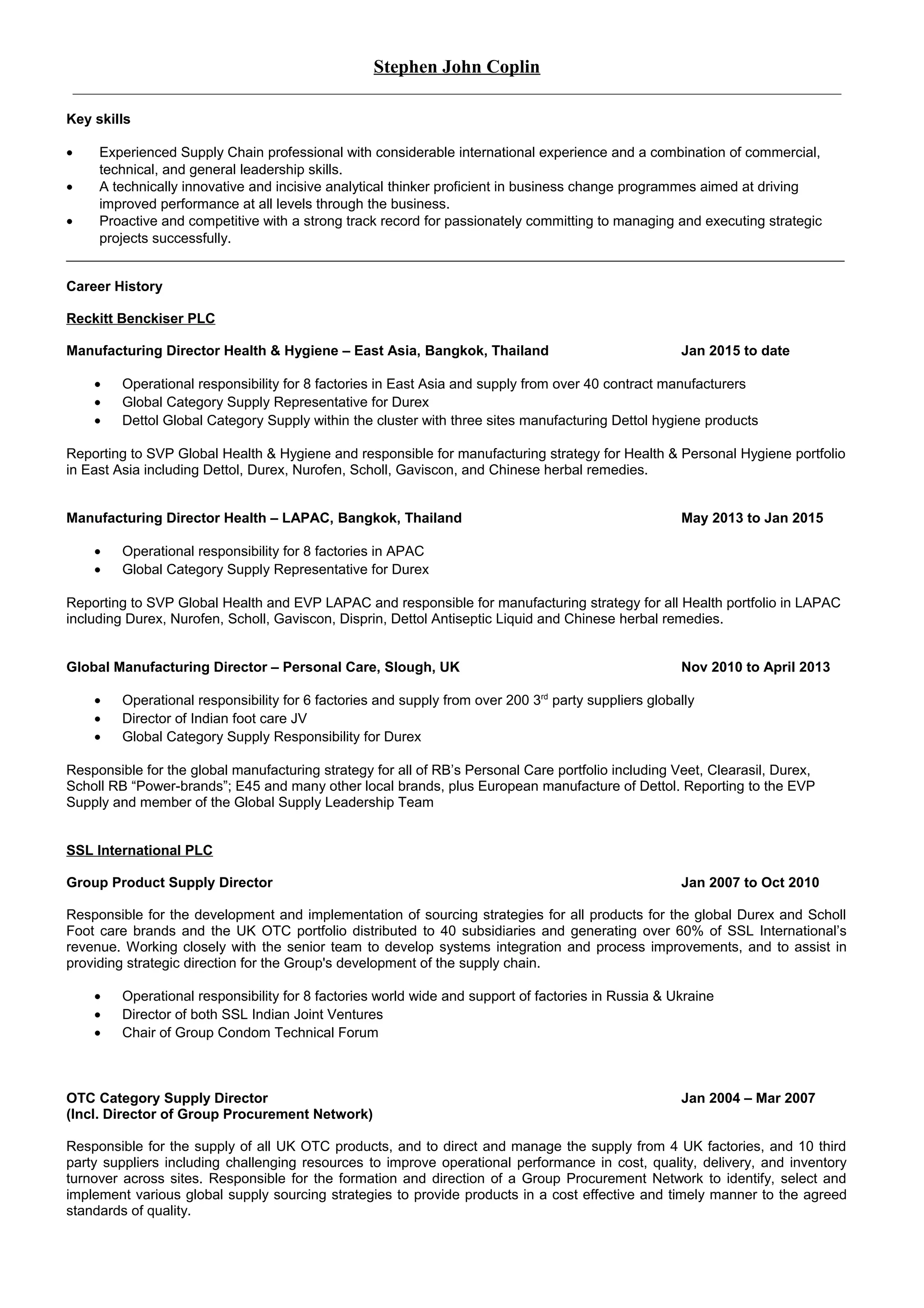 CV - Steve Coplin 2015L LINKEDIN | DOC