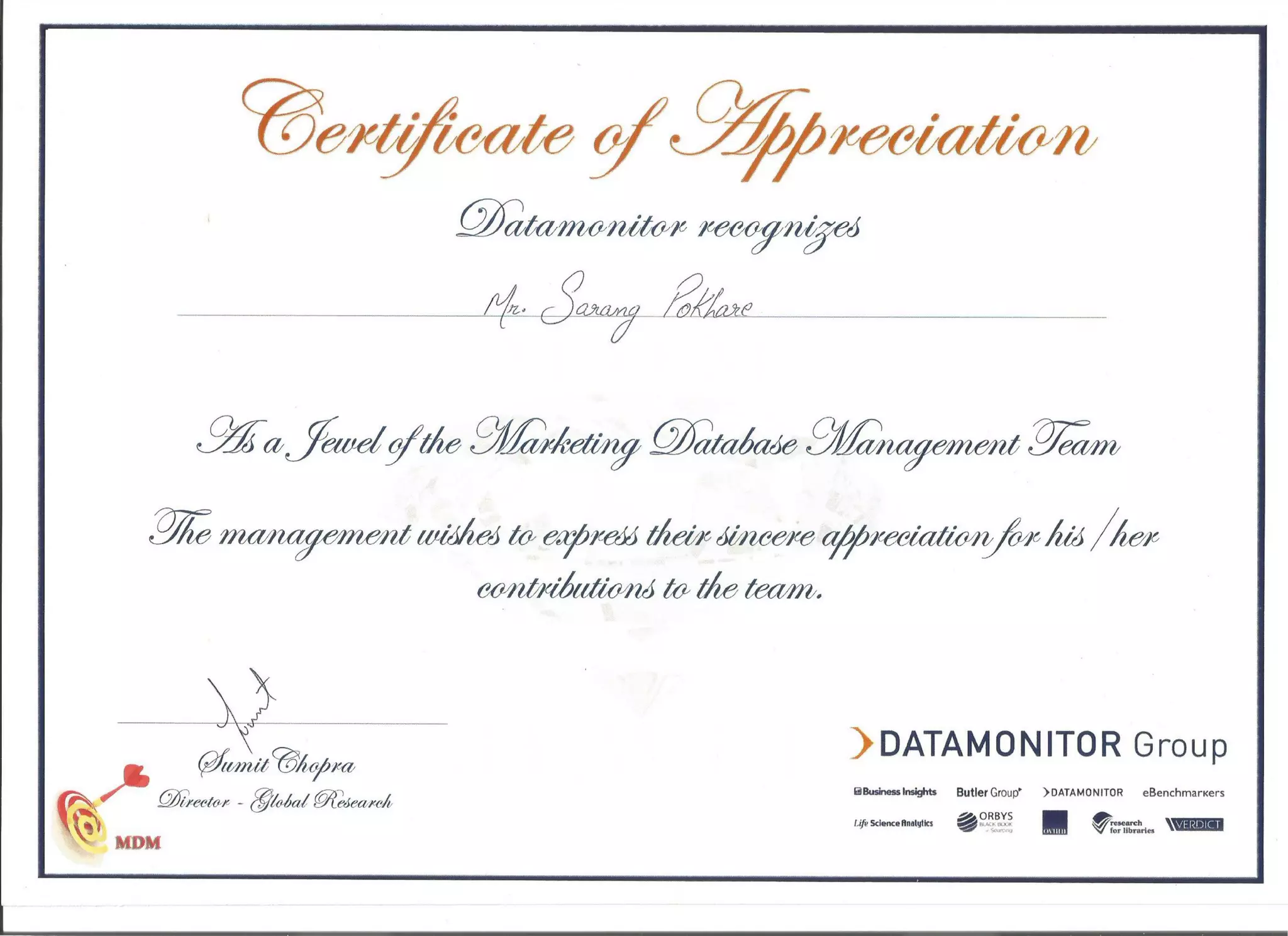 Sarang Appreciation Datamonitor | PDF