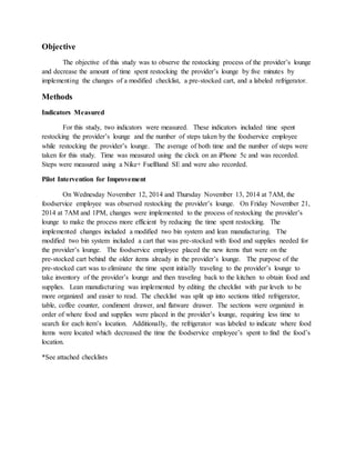 Performance Improvement Project | DOCX | Logistics | Business