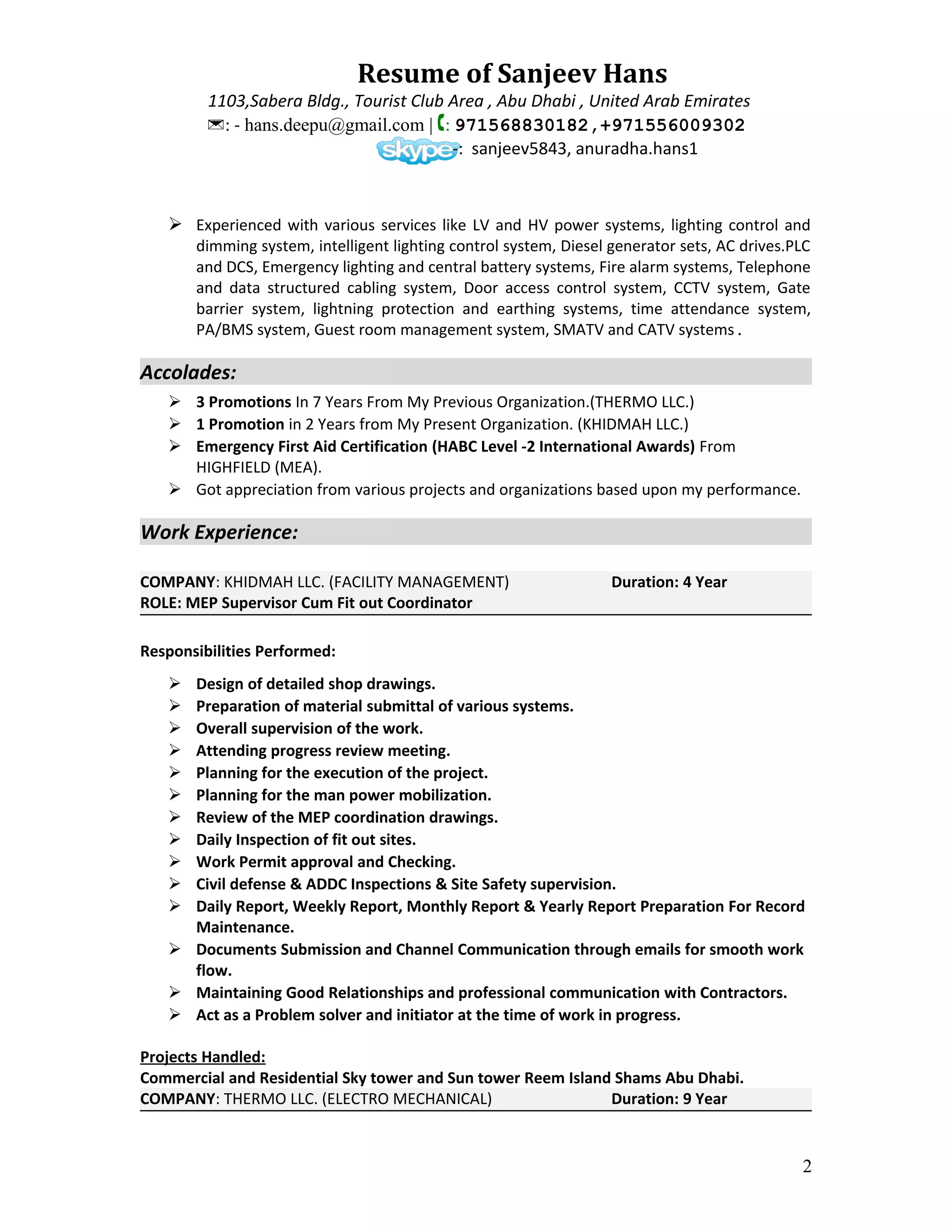 Resume of Sanjeev Hans | PDF