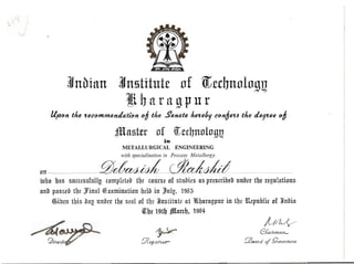 MTech degree cert | PDF