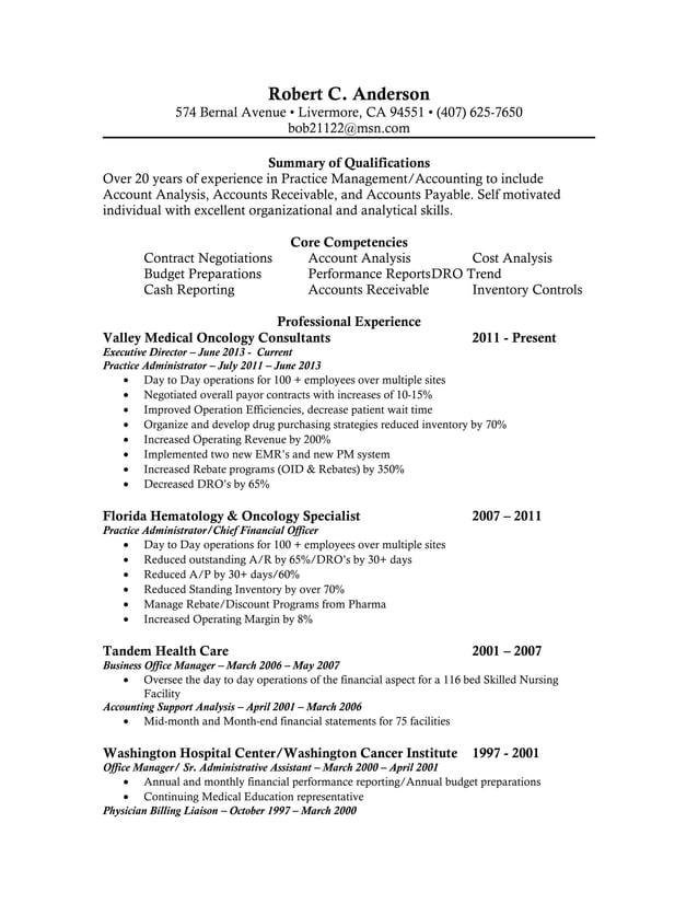 Bob's Resume 1-15-16 | DOC | Healthcare Industry | Industries