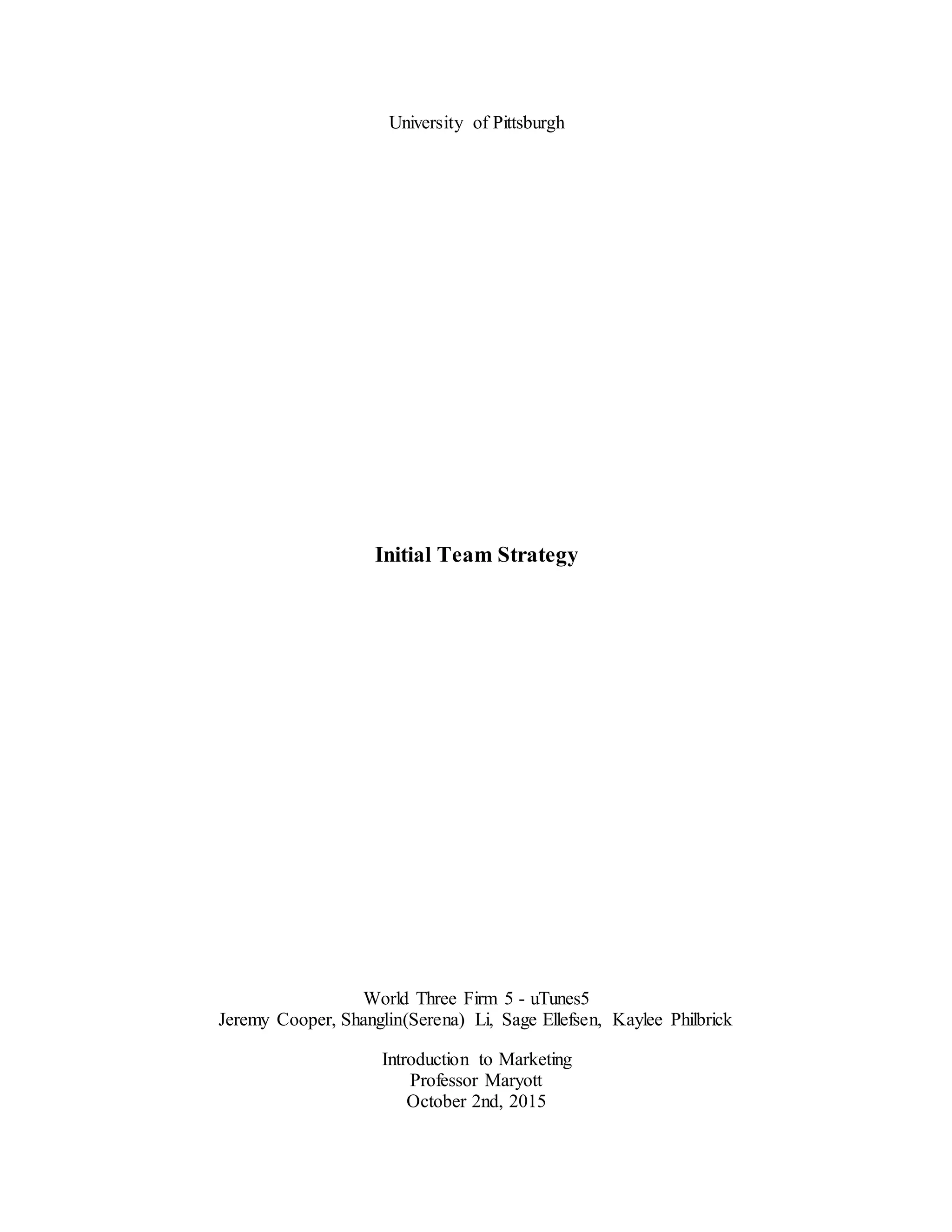 Initial Strategy | PDF