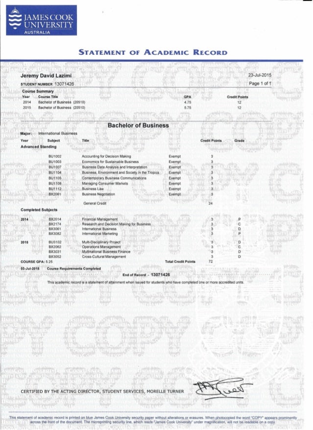 JCU 2014-2015 Diplôme + Notes (1)