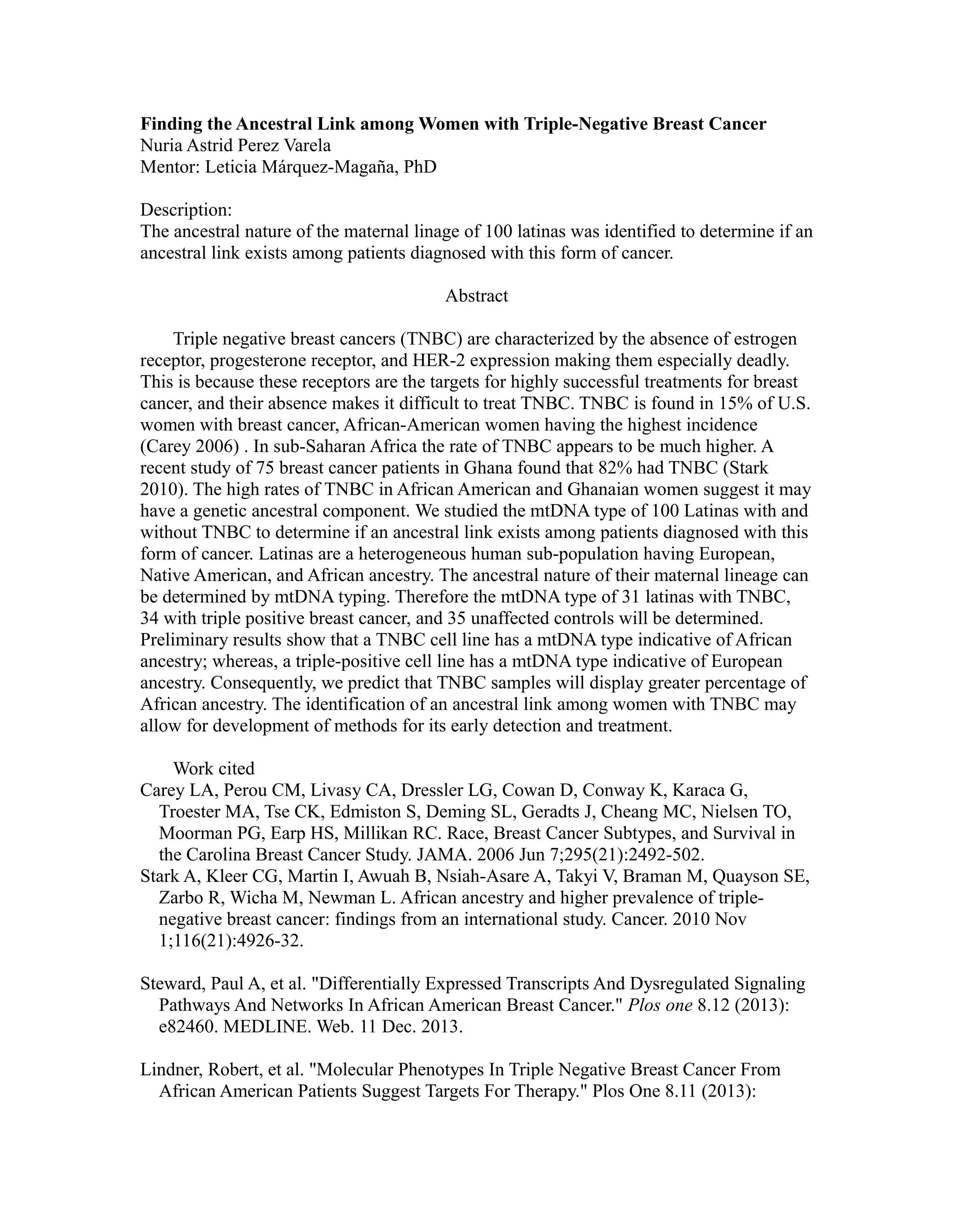 Nuria. REU abstract first draft | PDF