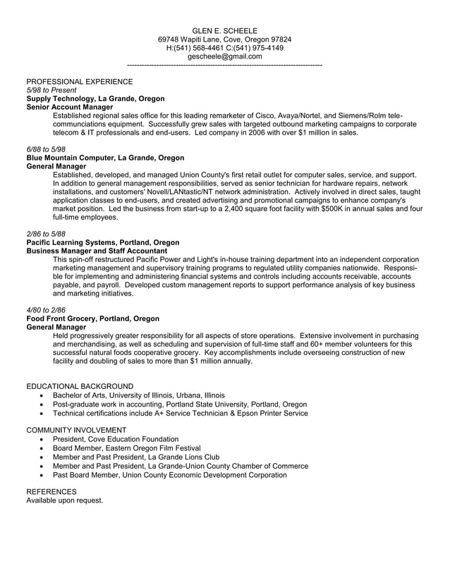 Glen Scheele Resume | PDF