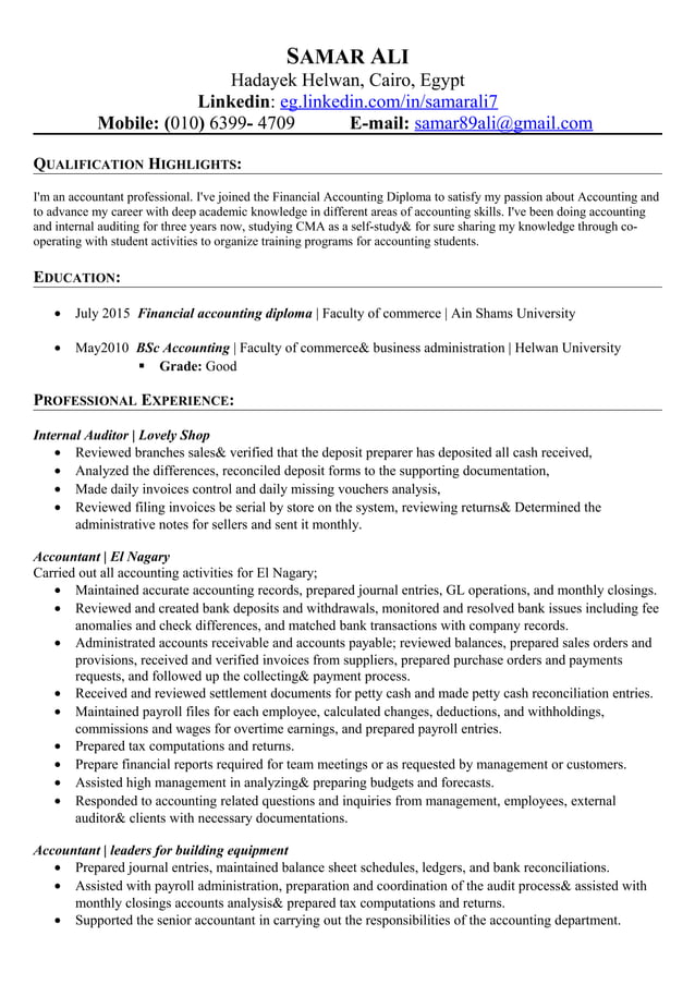Accountant.Samar Ali's Resume | PDF