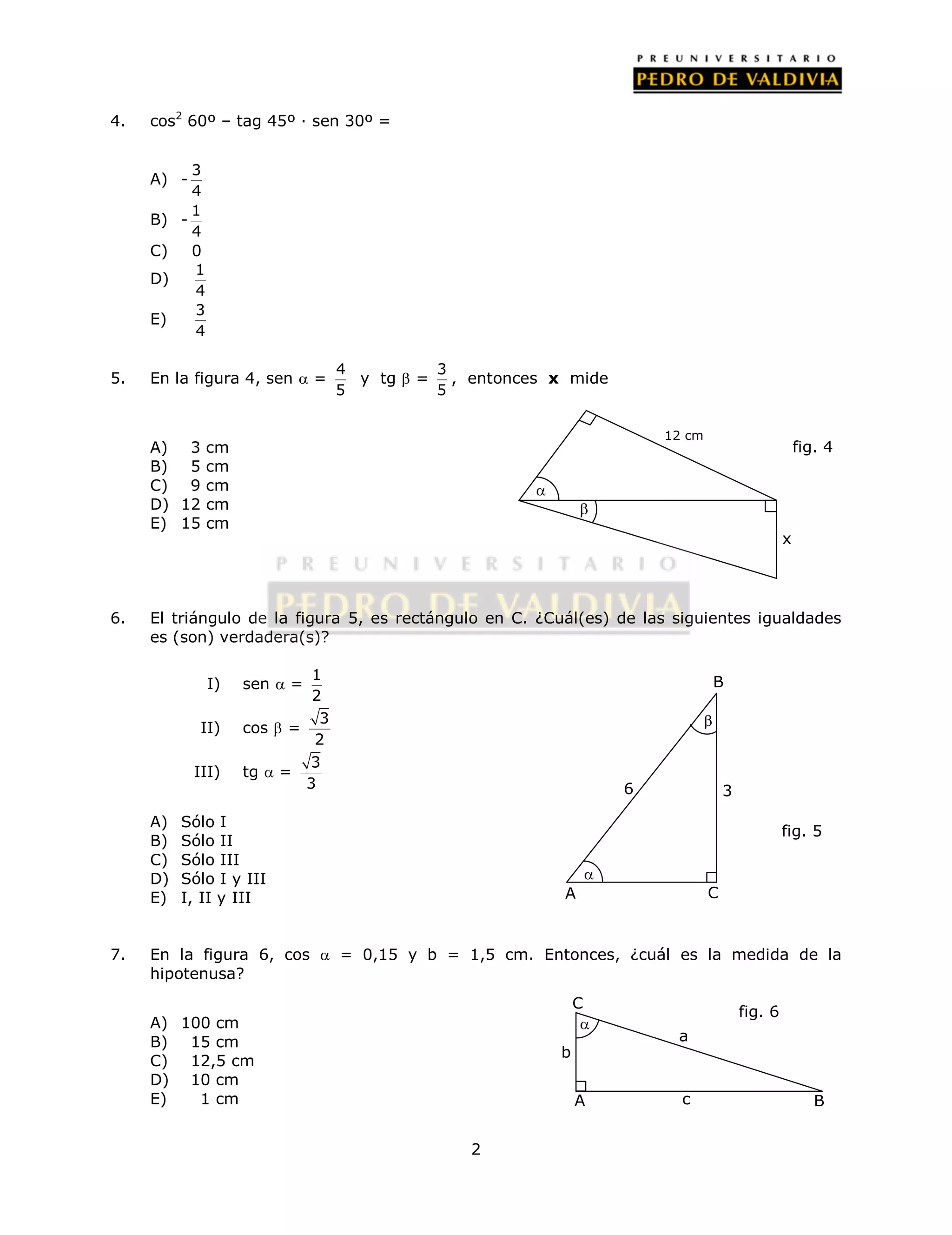 62 ejercicios trigonometría | PDF