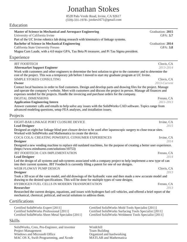 Jonathan Stokes Resume | PDF