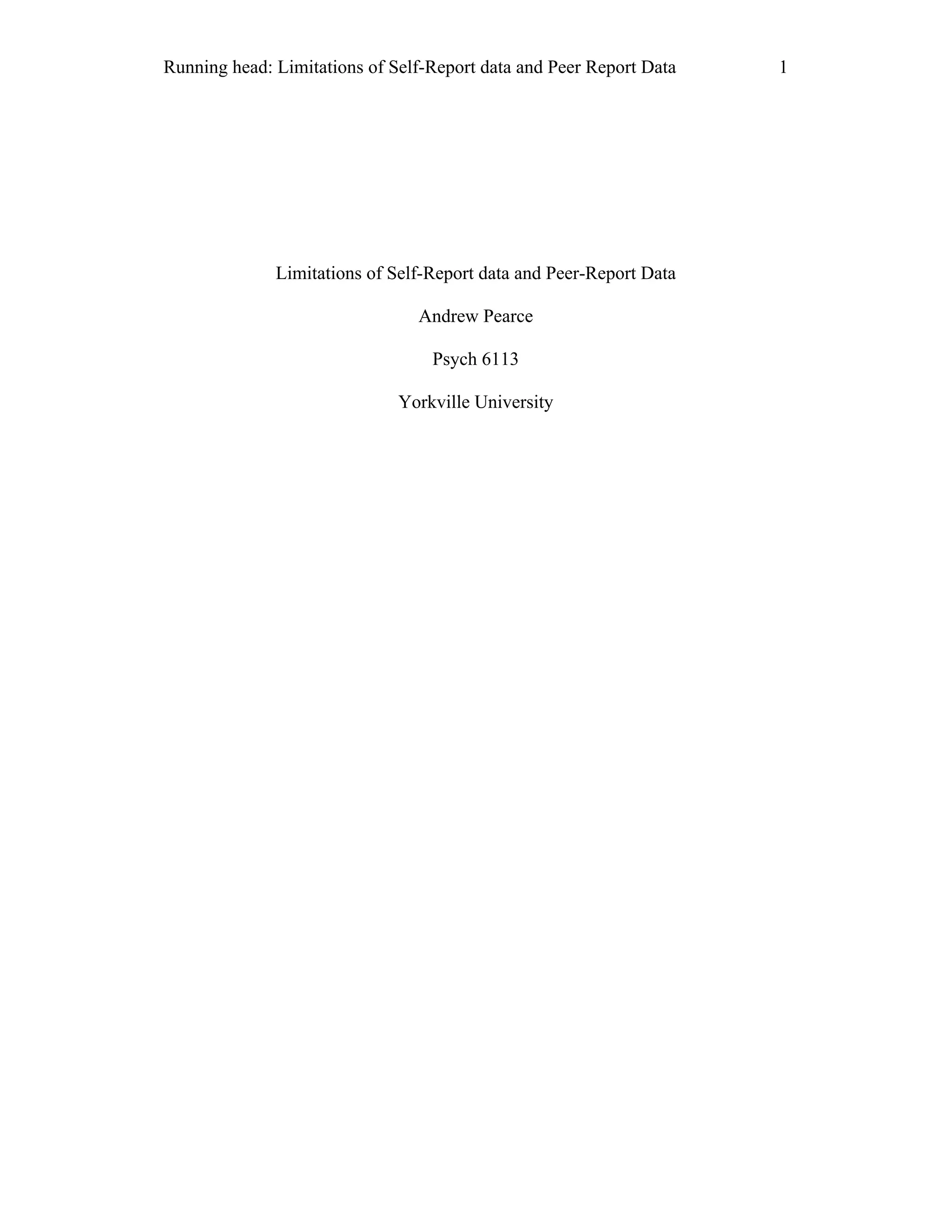 Limitations of self report | PDF