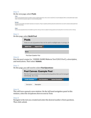 Instructions for Building a Test Pool from an Existing Test | PDF