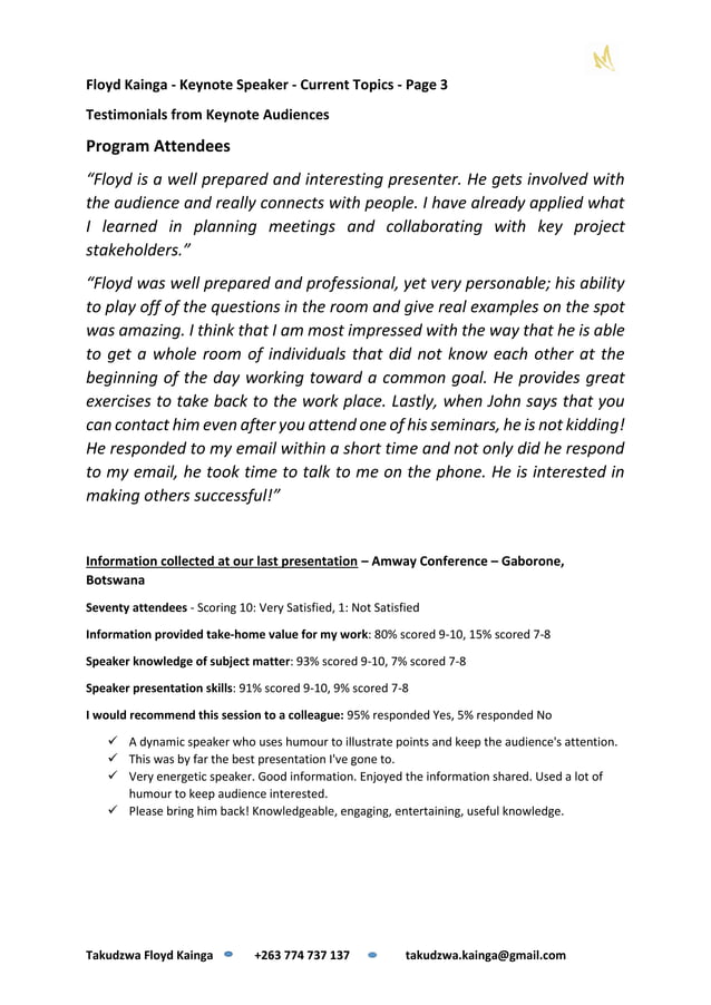 TFK Speaking Profile | PDF