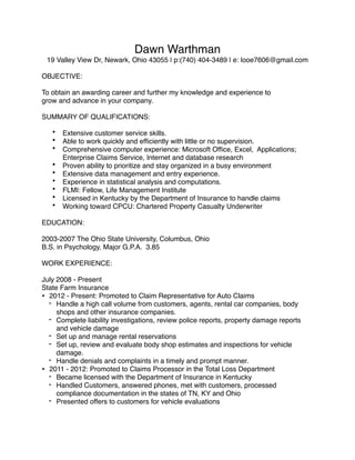 Dawn's resume | PDF