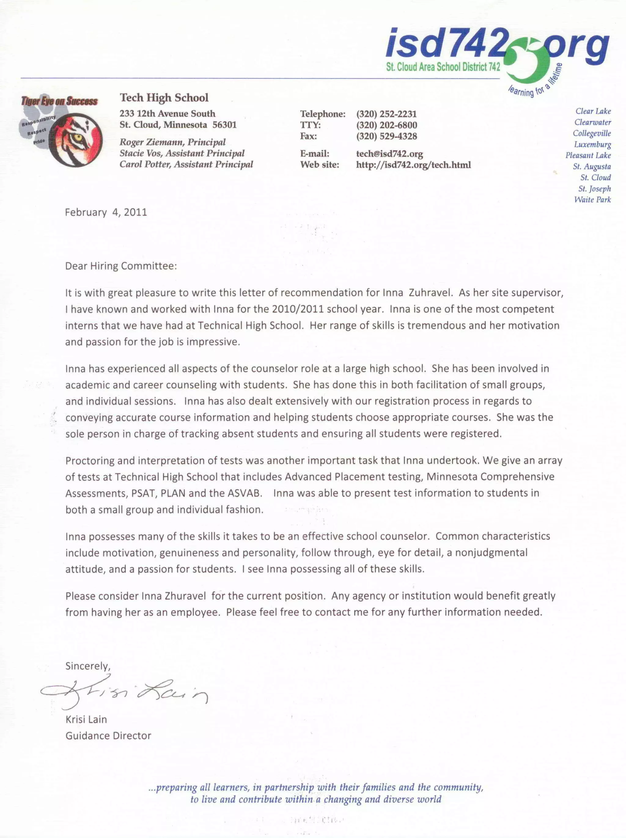 Tech High Reference letter | PDF