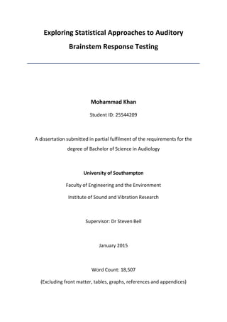 Exploring statistical approaches to Auditory Brainstem Response testing ...
