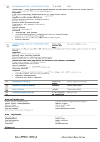 Callum CV v3 | DOC | Human Resources | Business