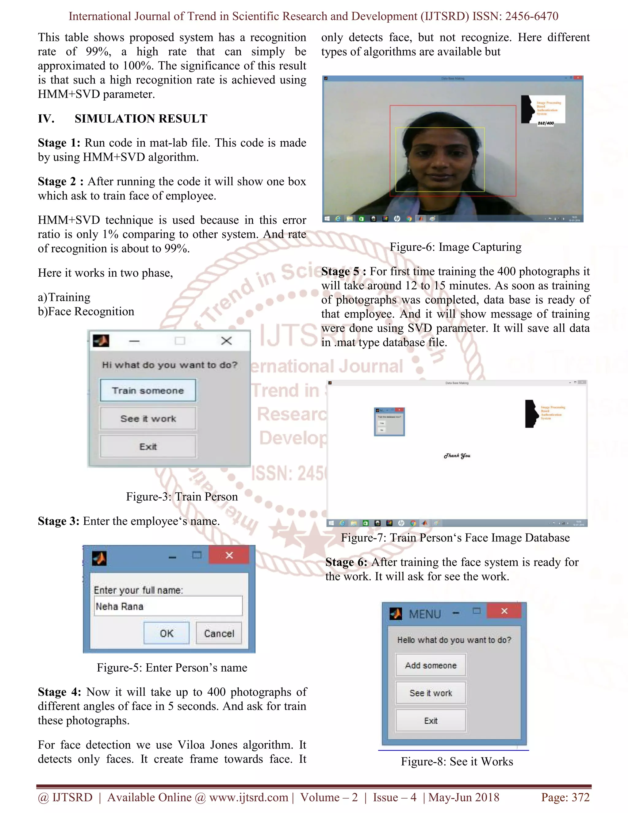 HMM-Based Face Recognition System with SVD Parameter | PDF