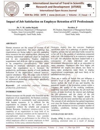Impact of Job Satisfaction on Employee Retention of IT Professionals | PDF