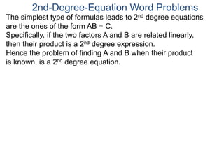 6 2nd degree word problem, areas and volumes-xc | PPTX