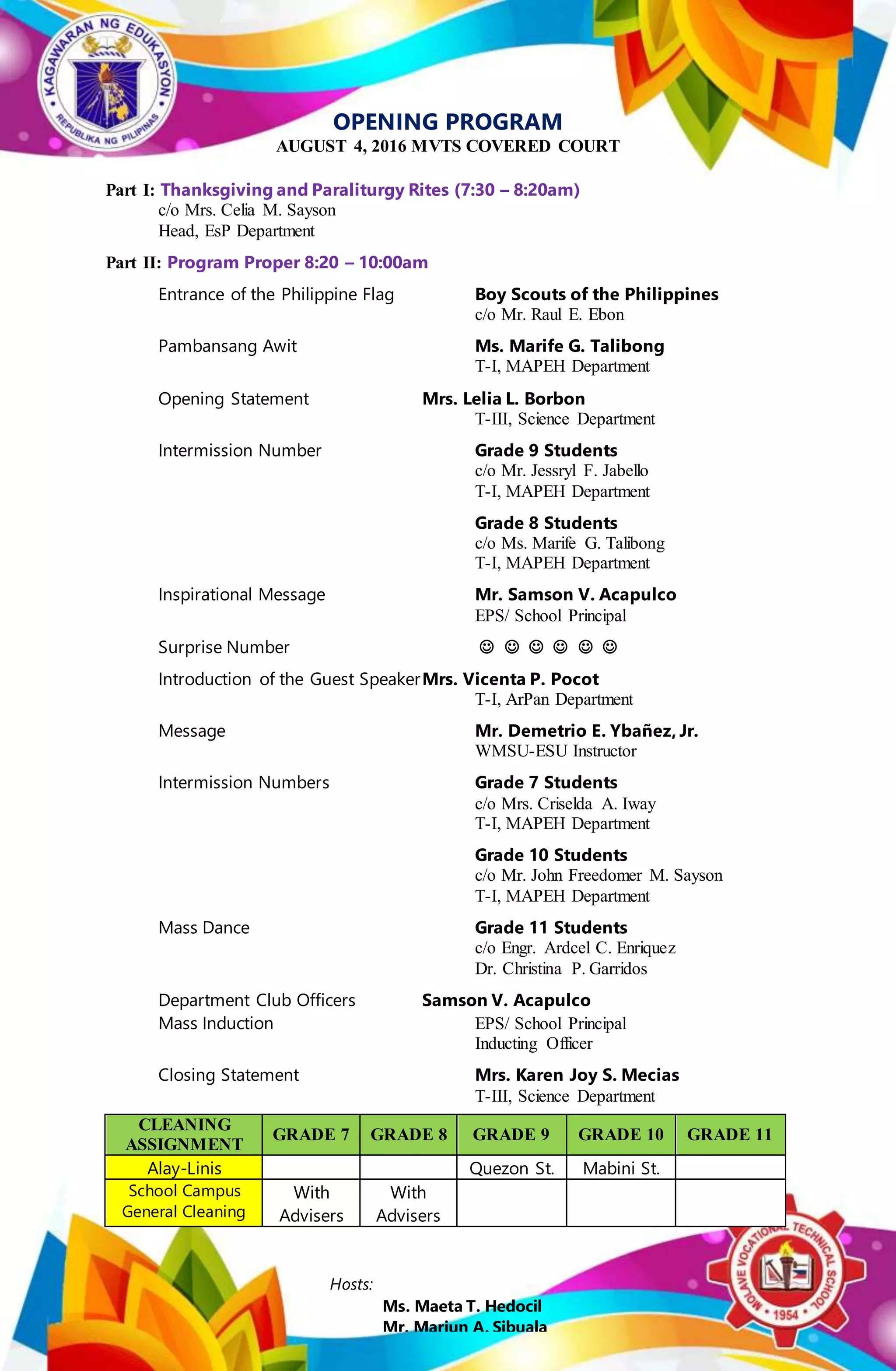 MVTS 62nd Founding Anniversary | DOCX