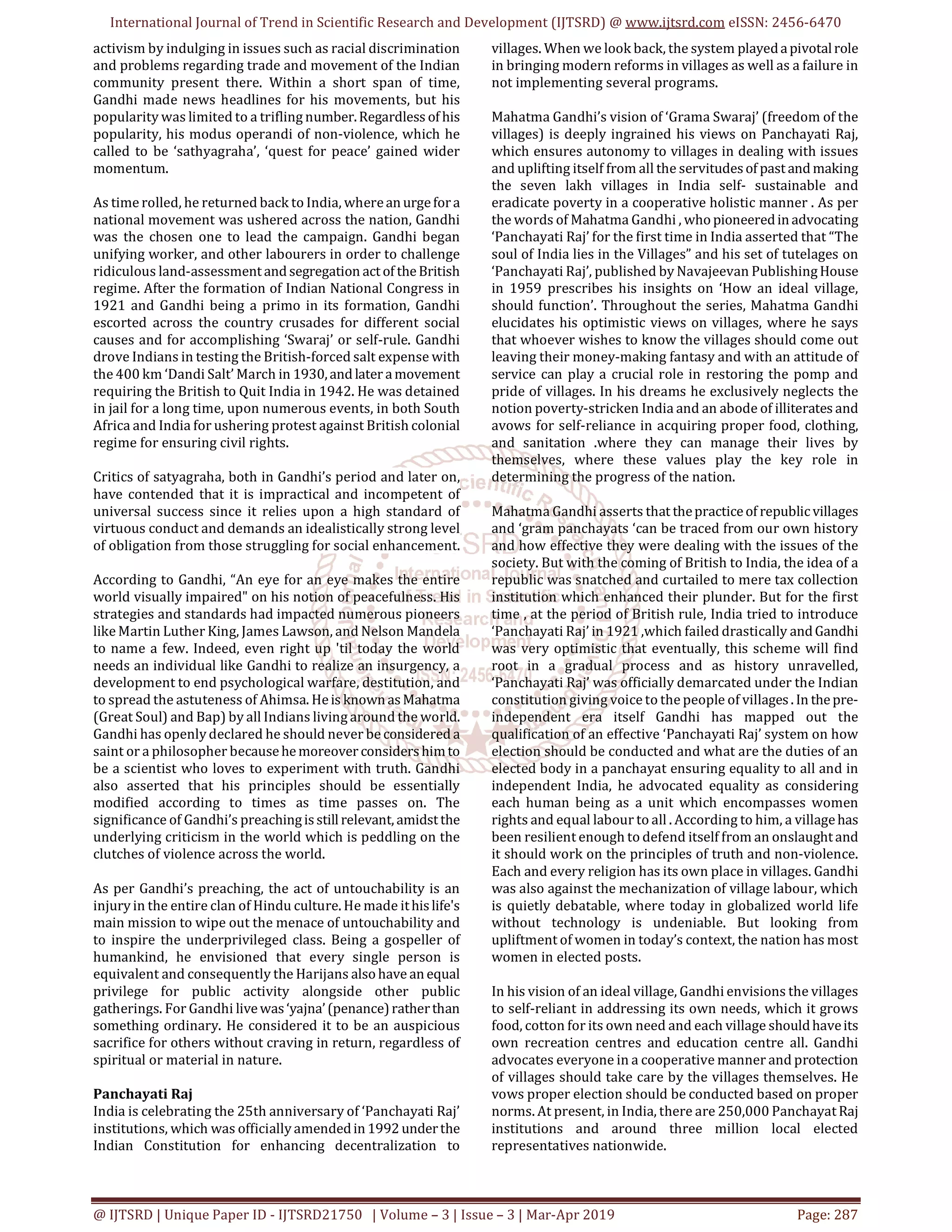 Rethinking Gandhian Principles in Post Colonial Era | PDF