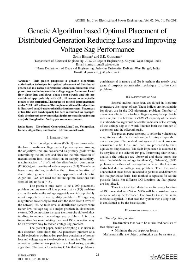 Genetic Algorithm Based Optimal Placement Of Distributed Generation R…