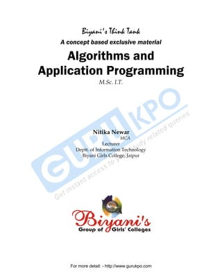 Algorithms and Application Programming | PDF