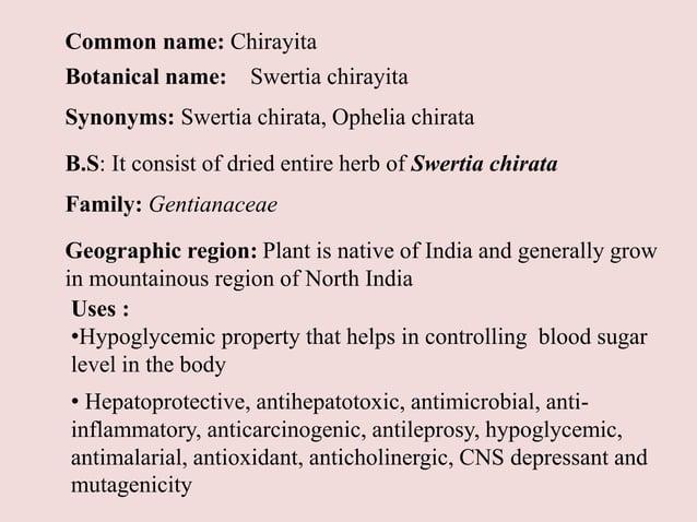 SWERTIA CHIRATA NATURAL PRODUCT OF PHARMACEUTICALS | PPTX | Endocrine ...