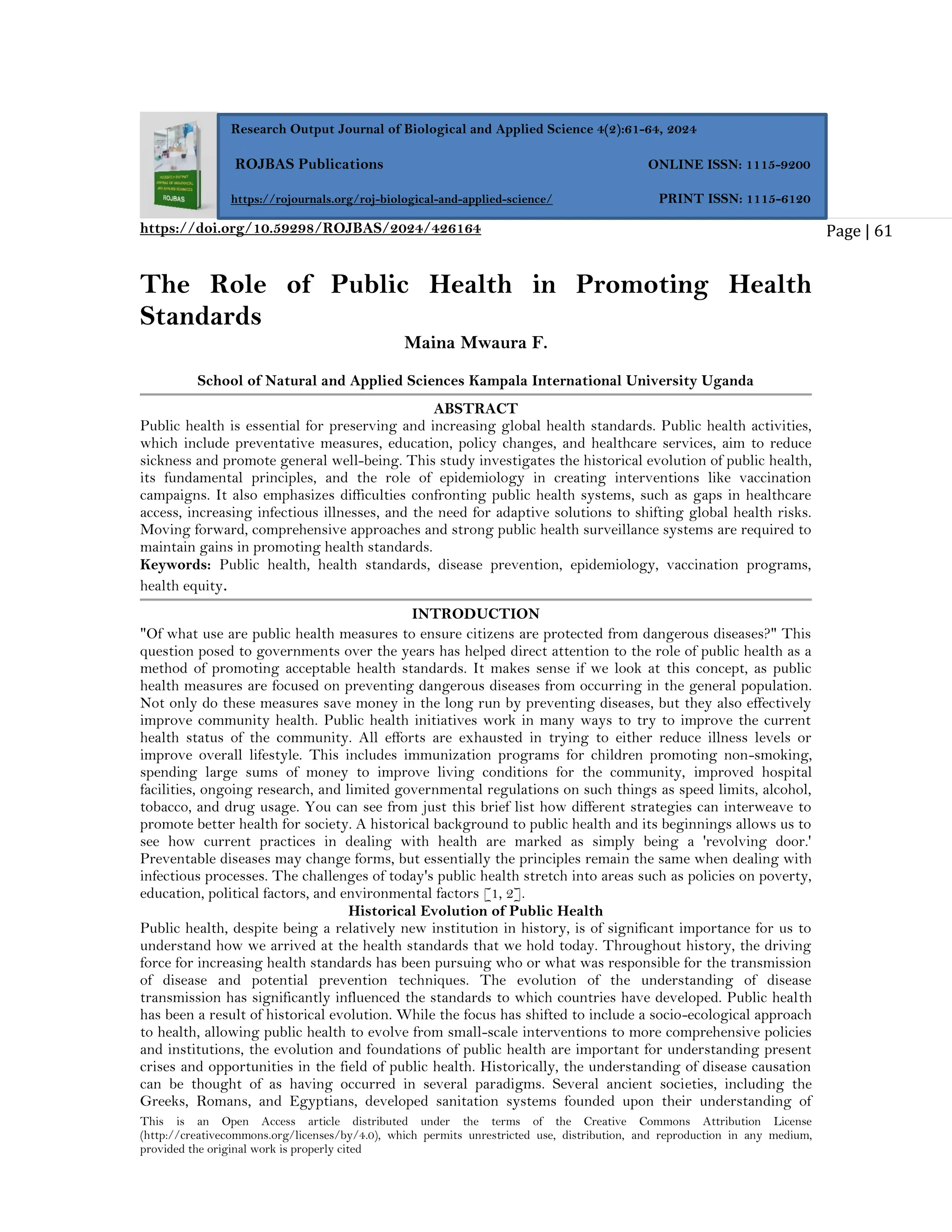 The Role of Public Health in Promoting Health Standards (www.kiu.ac.ug ...