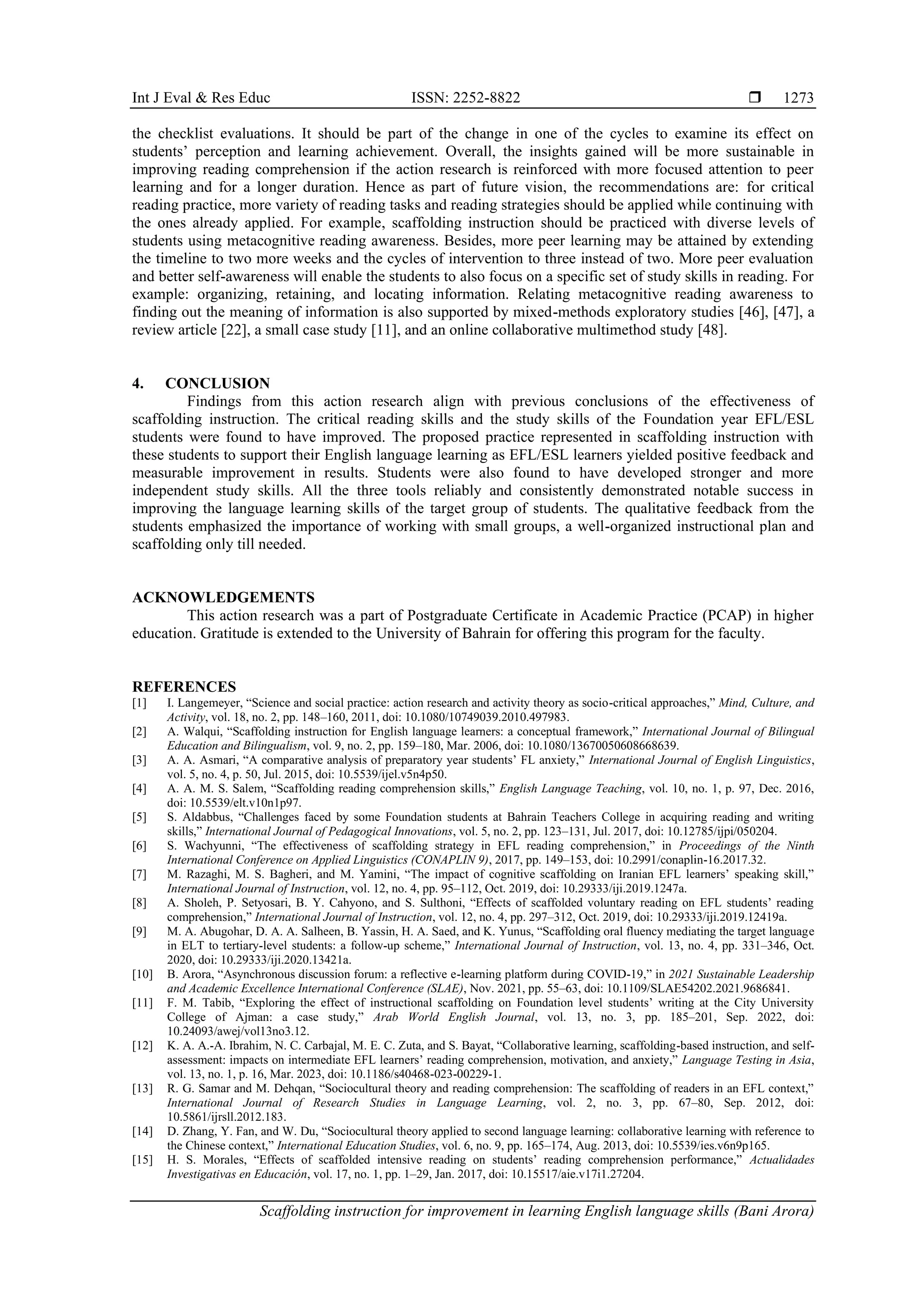 Scaffolding instruction for improvement in learning English language ...
