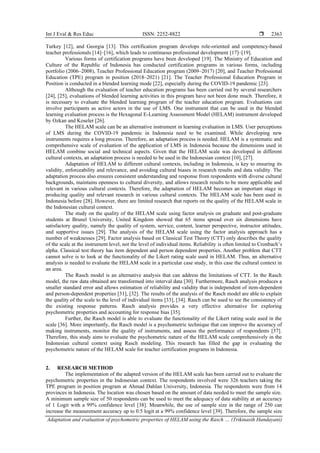 Adaptation and evaluation of psychometric properties of HELAM using the ...