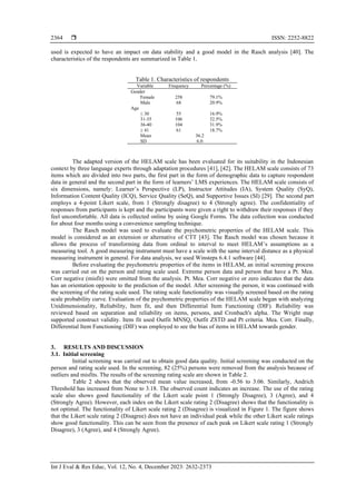 Adaptation and evaluation of psychometric properties of HELAM using the ...