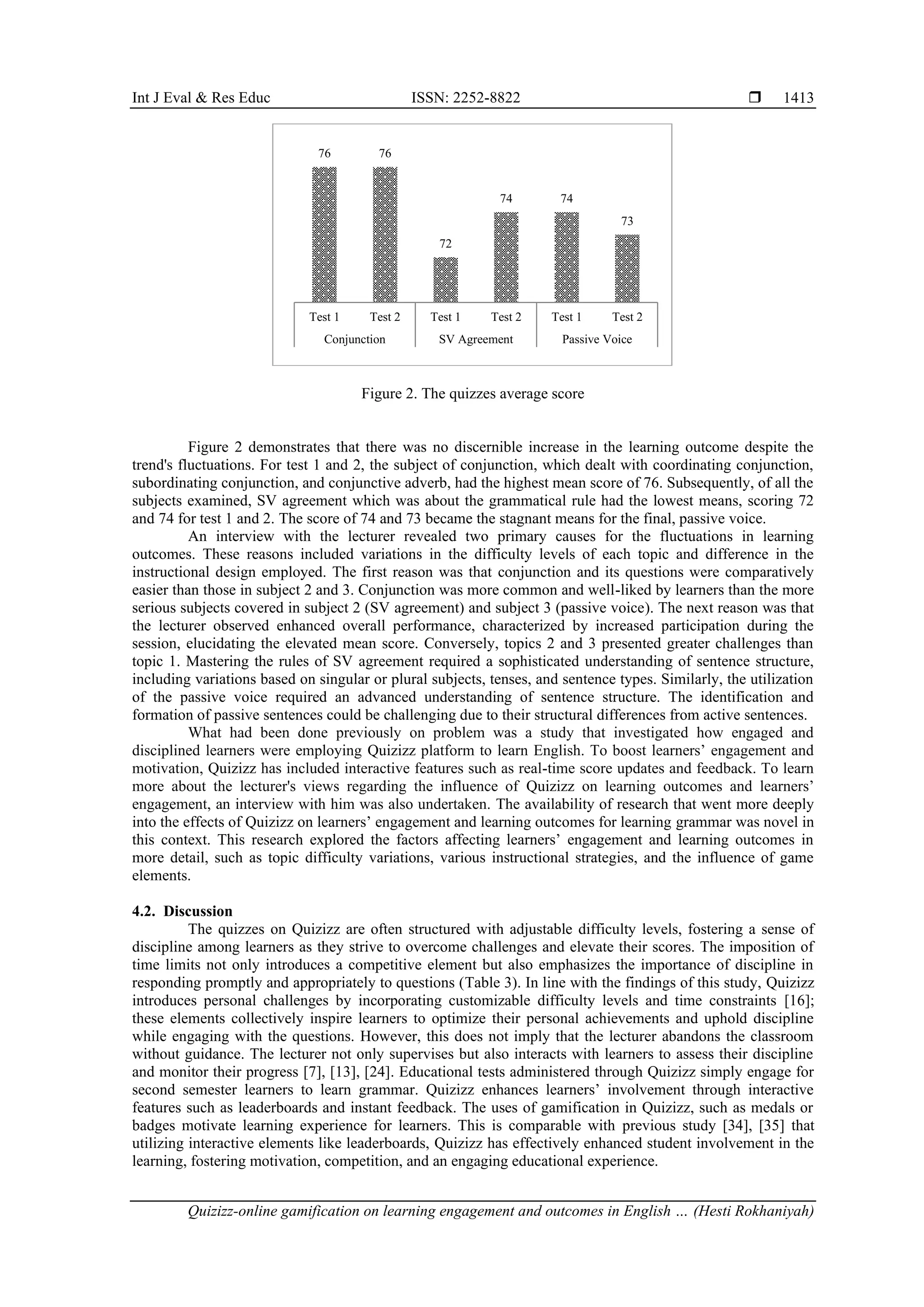 Quizizz-online gamification on learning engagement and outcomes in ...