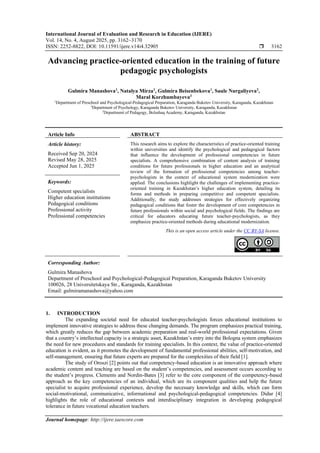 Advancing practice-oriented education in the training of future ...