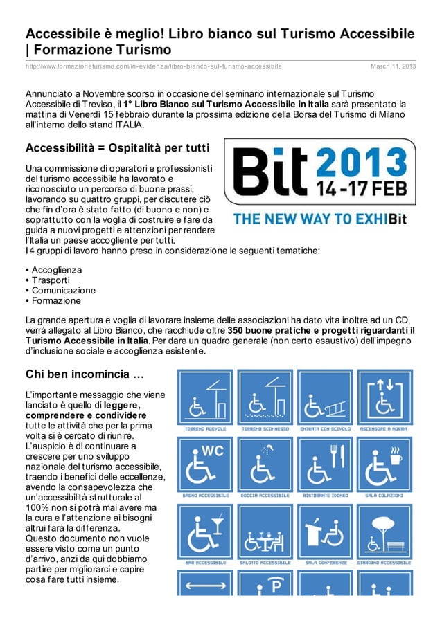 Accessibile è meglio! Libro bianco sul Turismo Accessibile | PDF | Travel