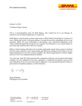 Rafal Letterhead DHL | PDF