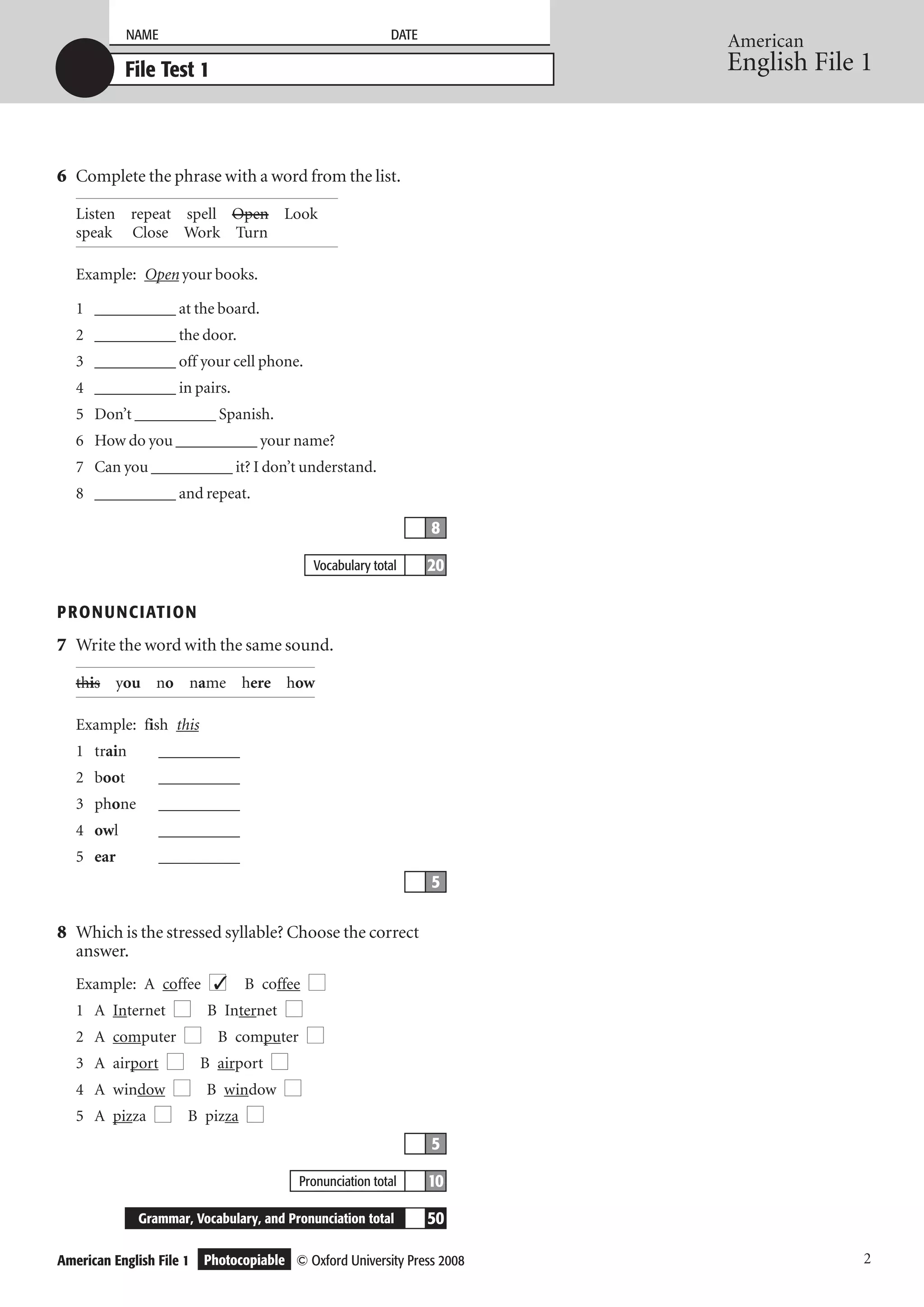american english-file-test-1 | PDF