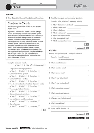 american english-file-test-1 | PDF