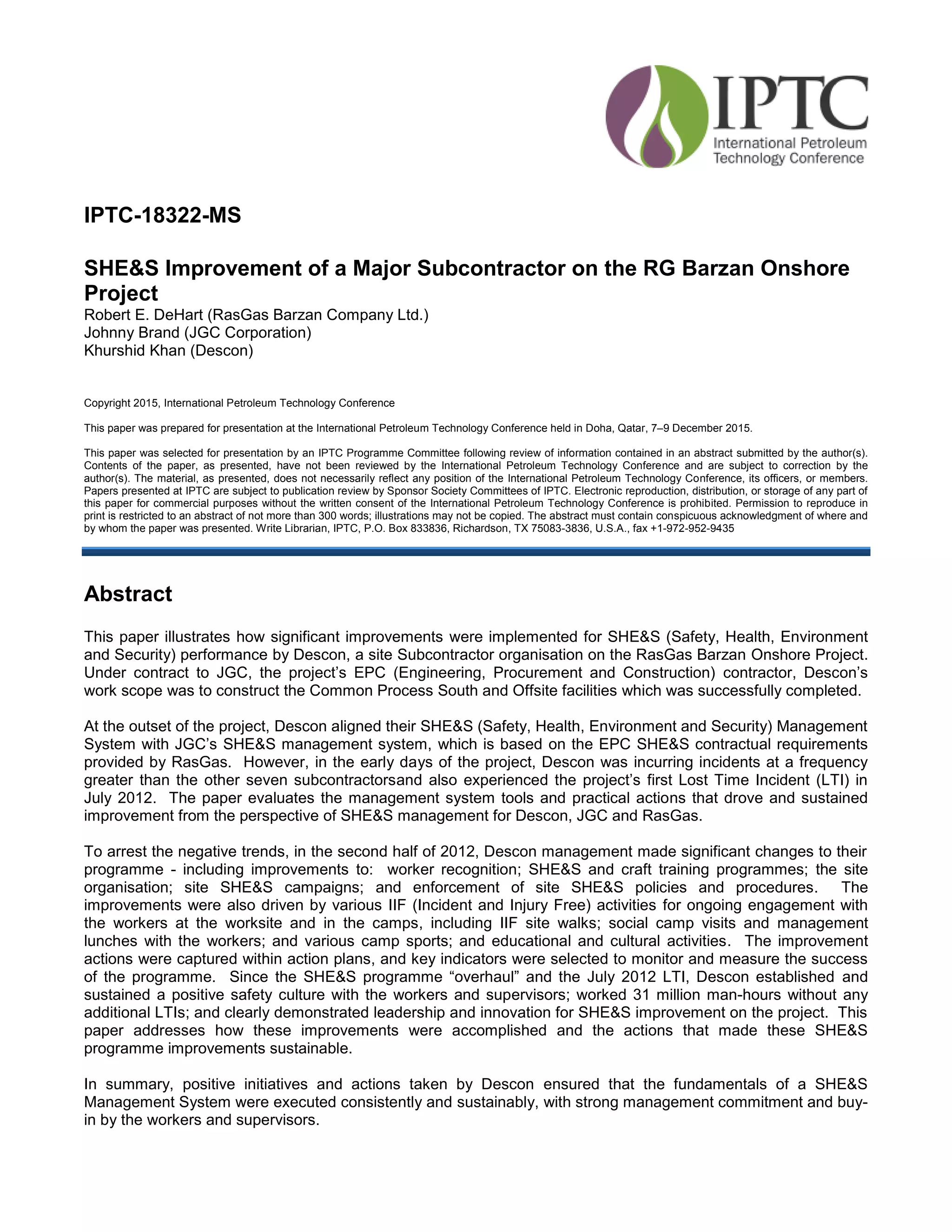 IPTC-18322-MS_SHE&S Improvement of a Major Subcontractor on the RG ...