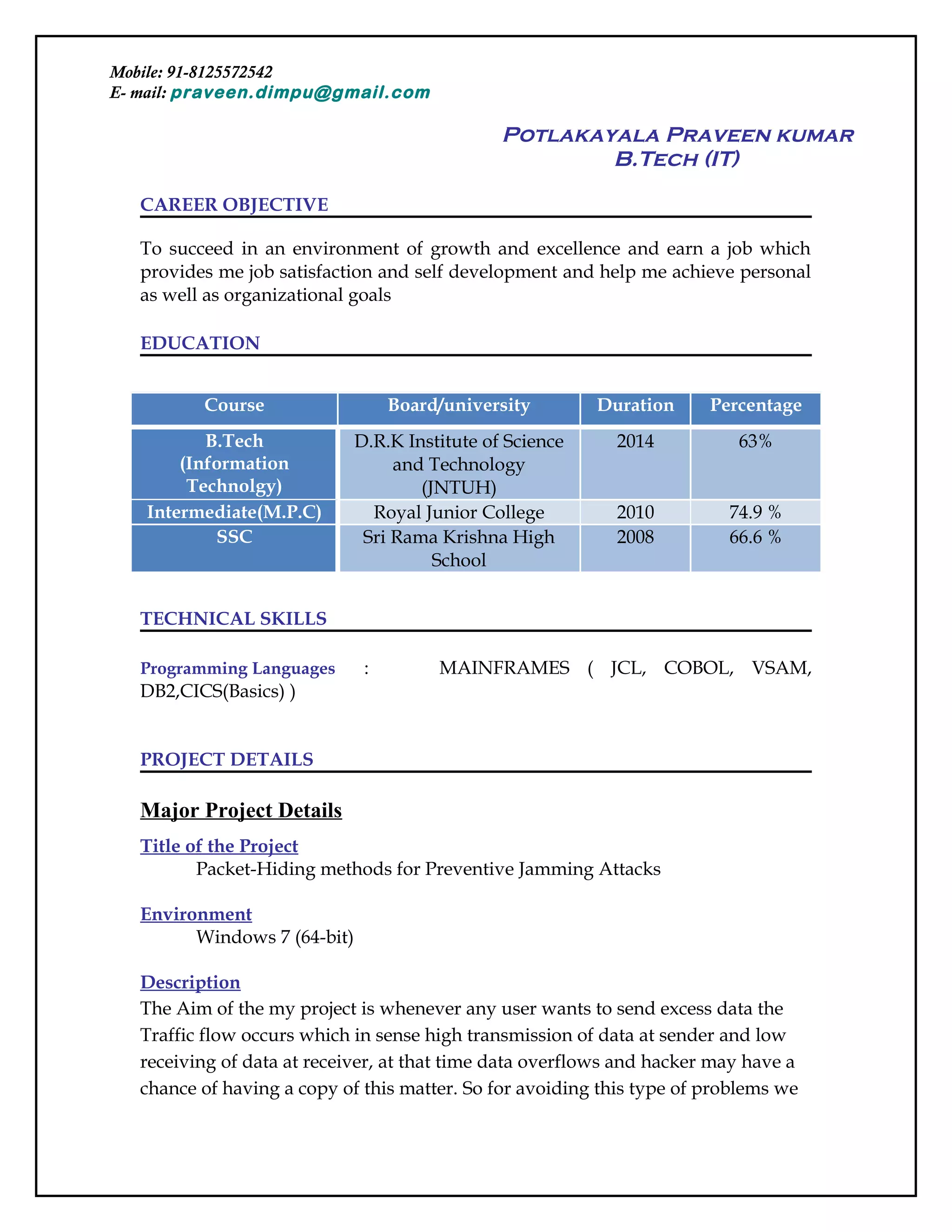 Praveen Resume(1) | DOC