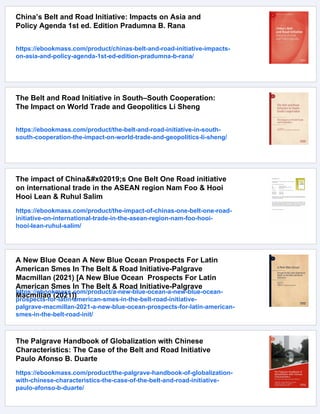 International Flows in the Belt and Road Initiative Context: Business ...