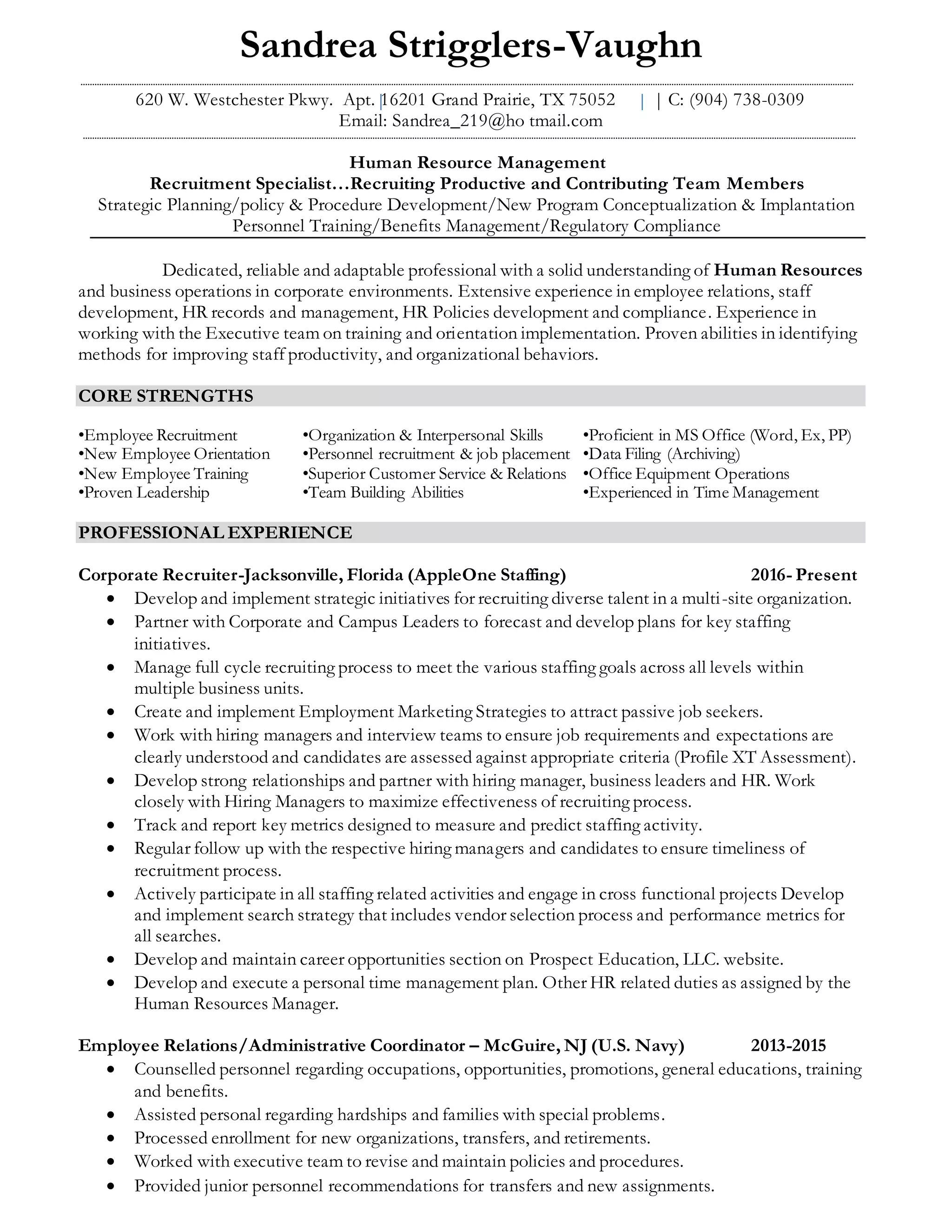 Sandrea Strigglers Human Resource II | DOCX