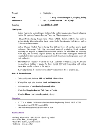 Sasmita bigdata resume | DOCX | Cloud Computing | Internet