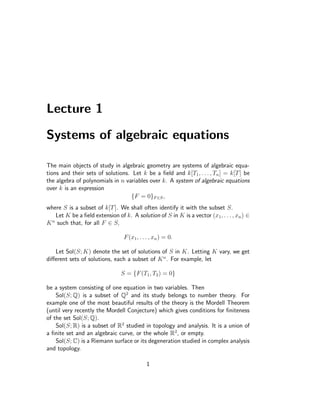 Basic Introduction to Algebraic Geometry | PDF